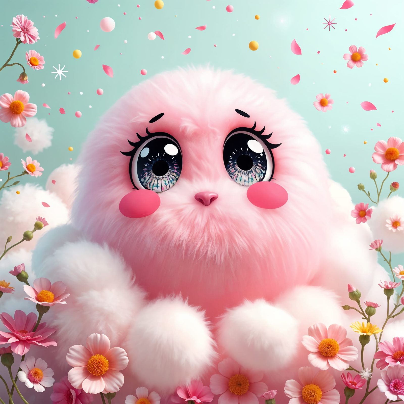 Kawaii Fluff - Pastel Fluff Ball in Kawaii Pop Art Style