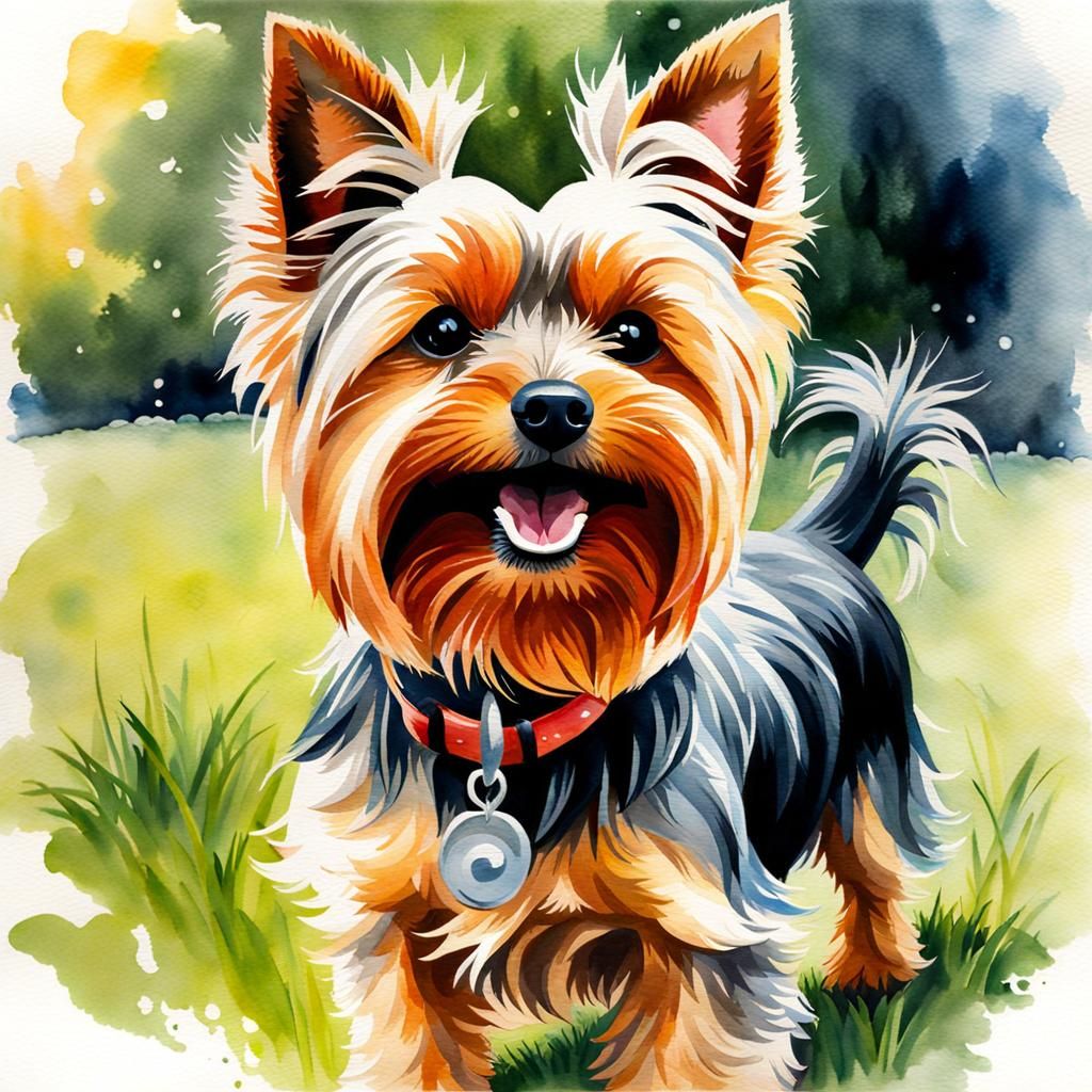 Yorkie play time - AI Generated Artwork - NightCafe Creator