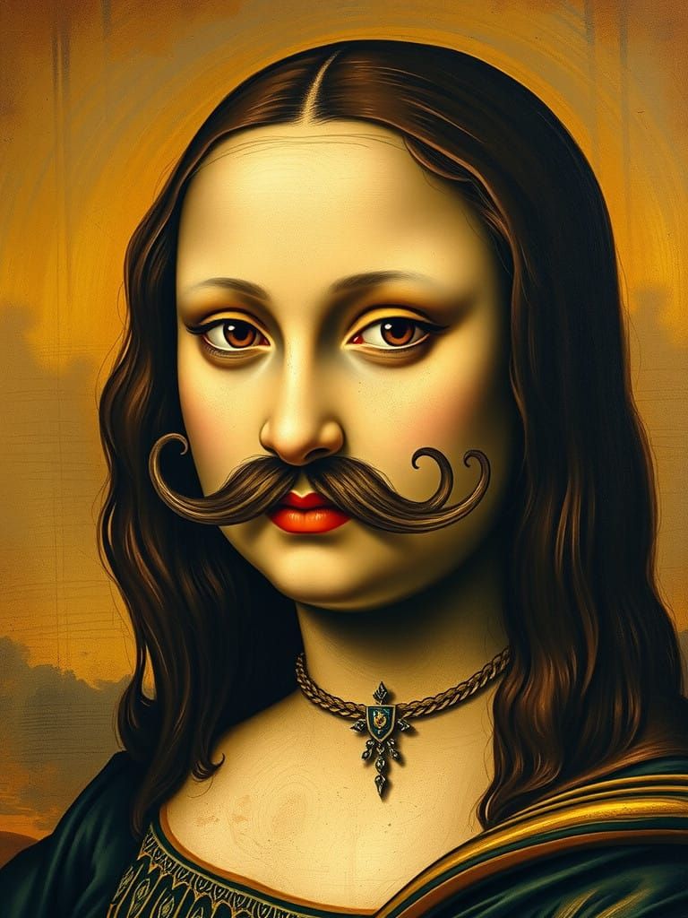 Renaissance Mona Lisa with Salvador Dali Moustache... - AI Art