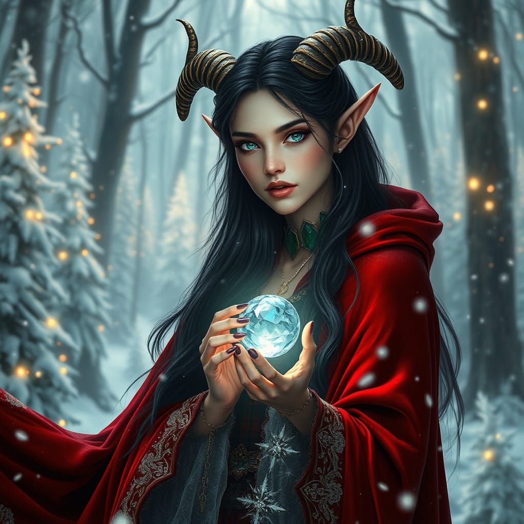 female elf at christmas - Enchanted Elf Maiden in Mystical C...