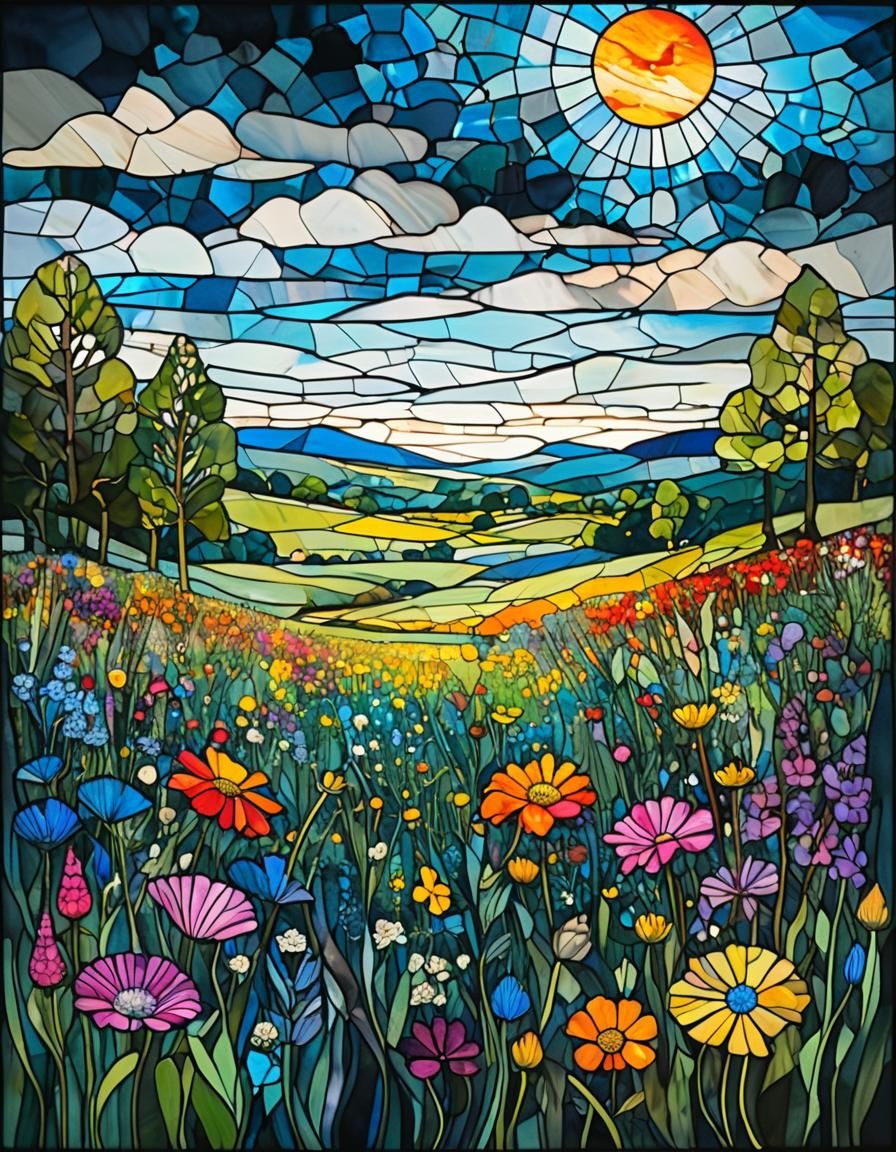 Stained Glass- the wildflower meadow - AI Generated Artwork - NightCafe ...