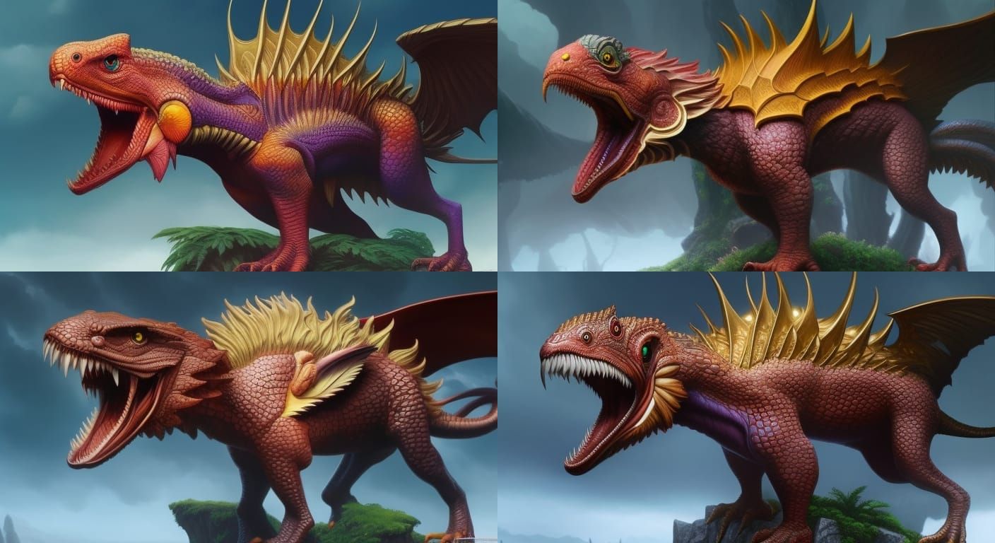 An amazing fantasy exact representation of a T-Rex with fur and ...