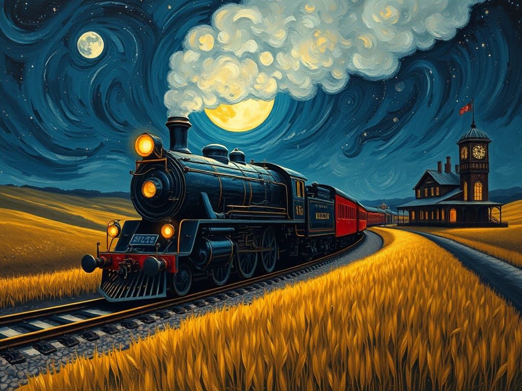 A breathtaking post-impressionist oil painting depicting a majestic ...