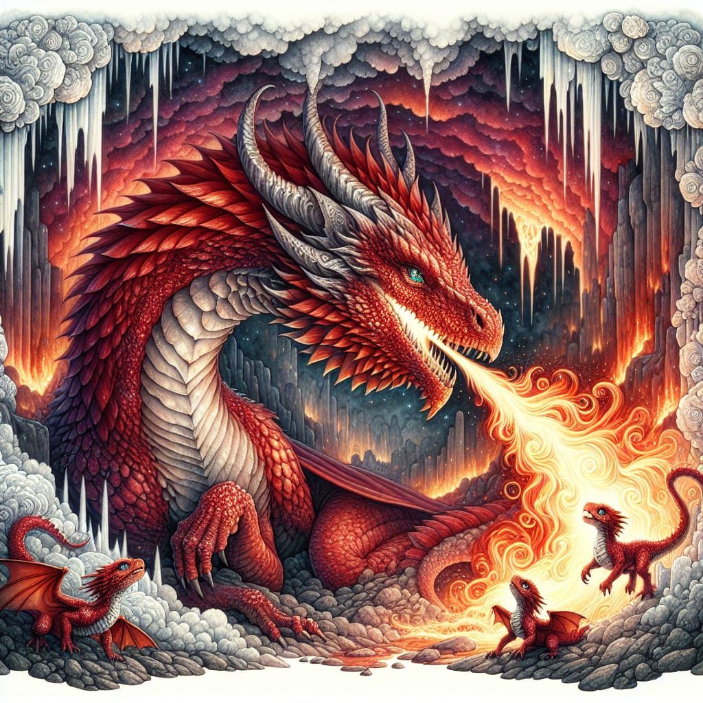 A red dragon breathing fire - AI Generated Artwork - NightCafe Creator