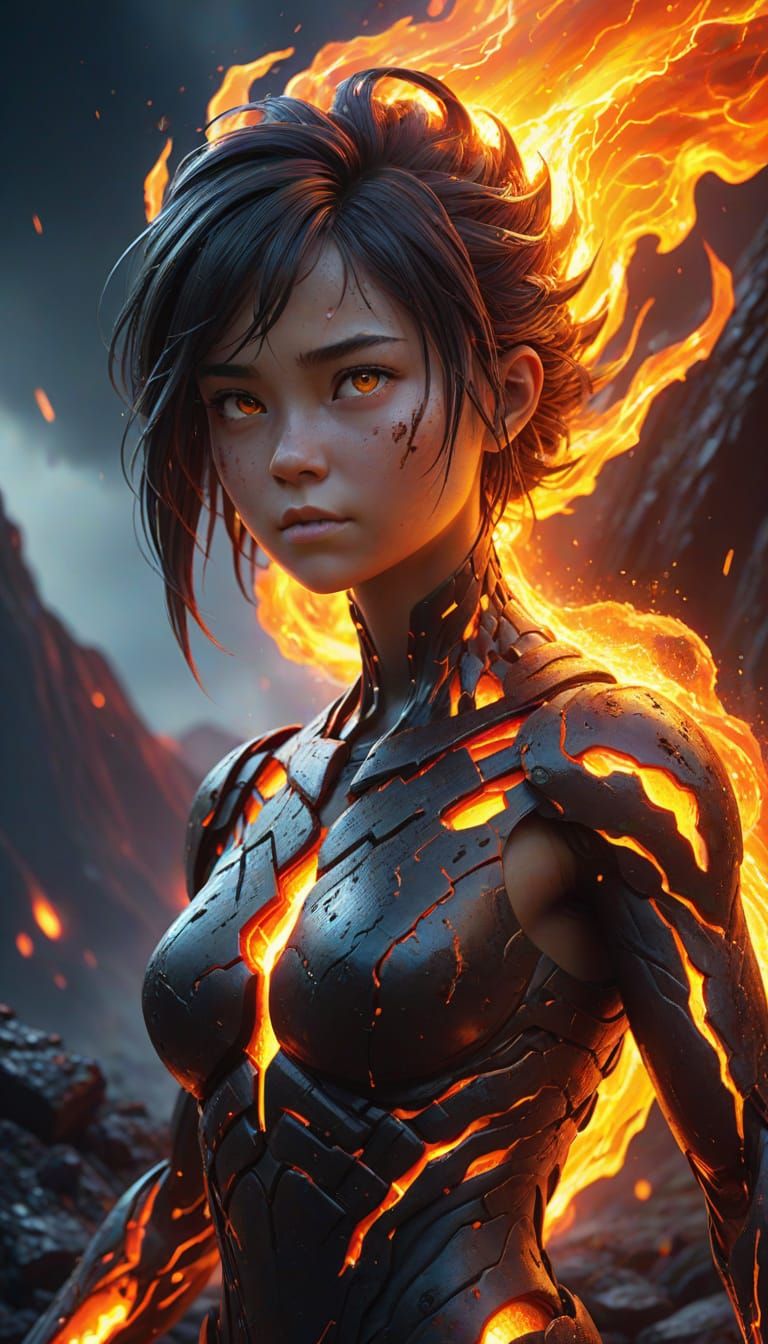 Magma Goddess Emerges from Volcanic Depths in Cine... - AI Art
