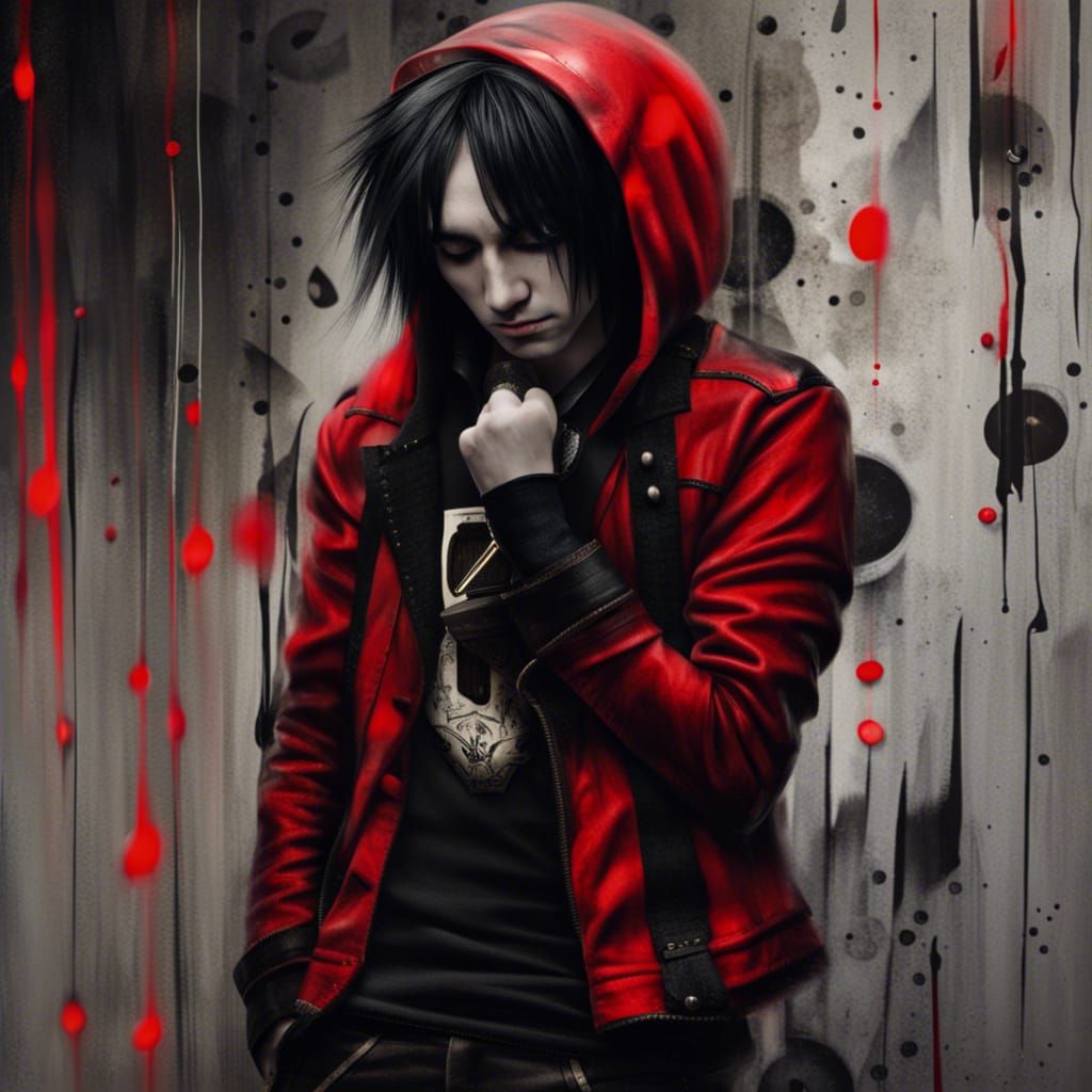 Red and black emo musician - AI Generated Artwork - NightCafe Creator