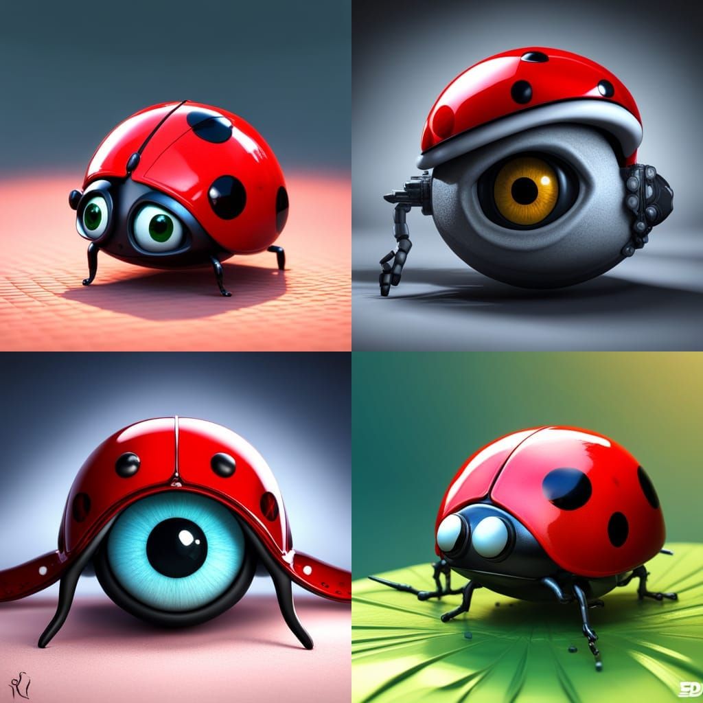 "Ladybug, majestic, detailed magical eyes", hypnotising eyes, octane ...