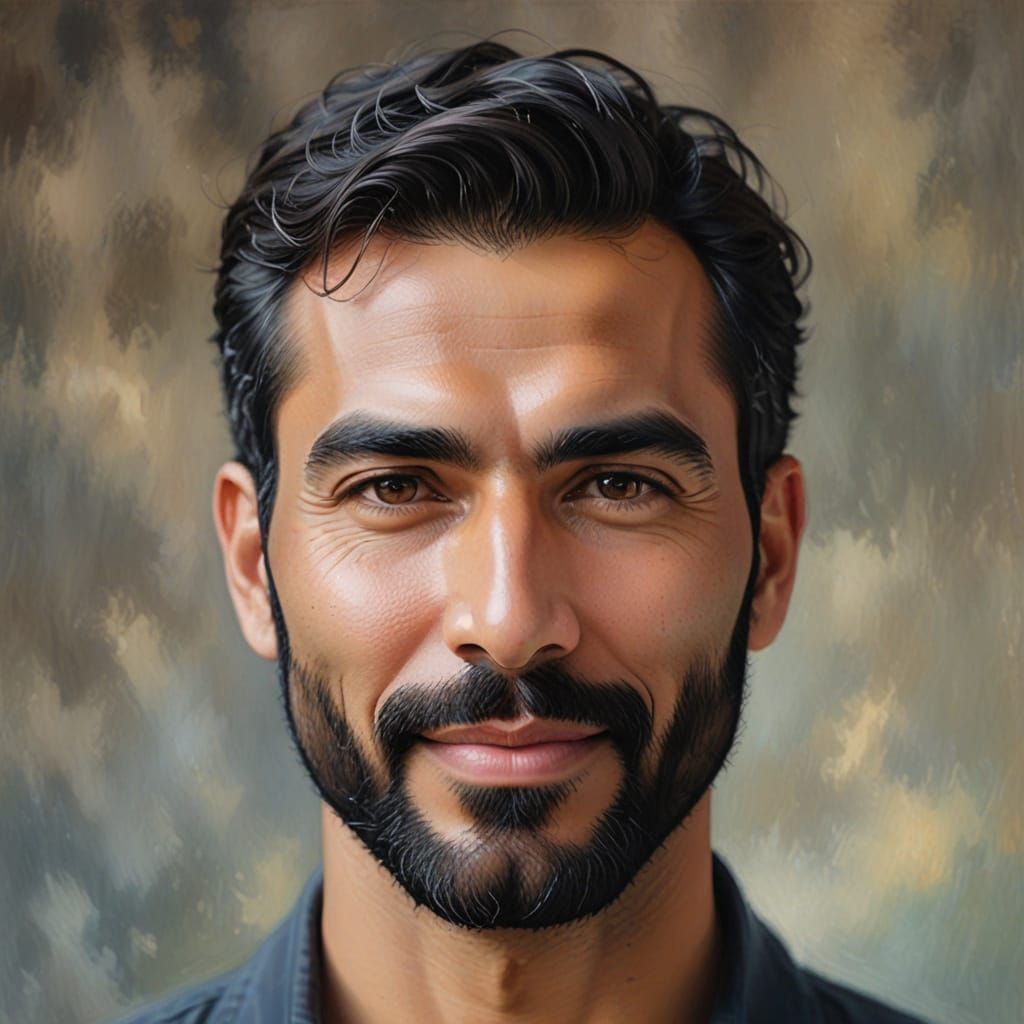 Handsome bearded man - Serene Afghan Gentleman in a Vibrant...