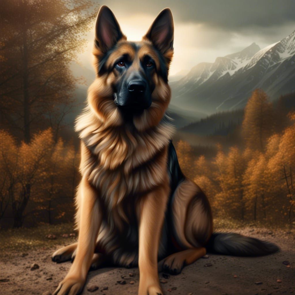 german sheperd sitting - AI Generated Artwork - NightCafe Creator