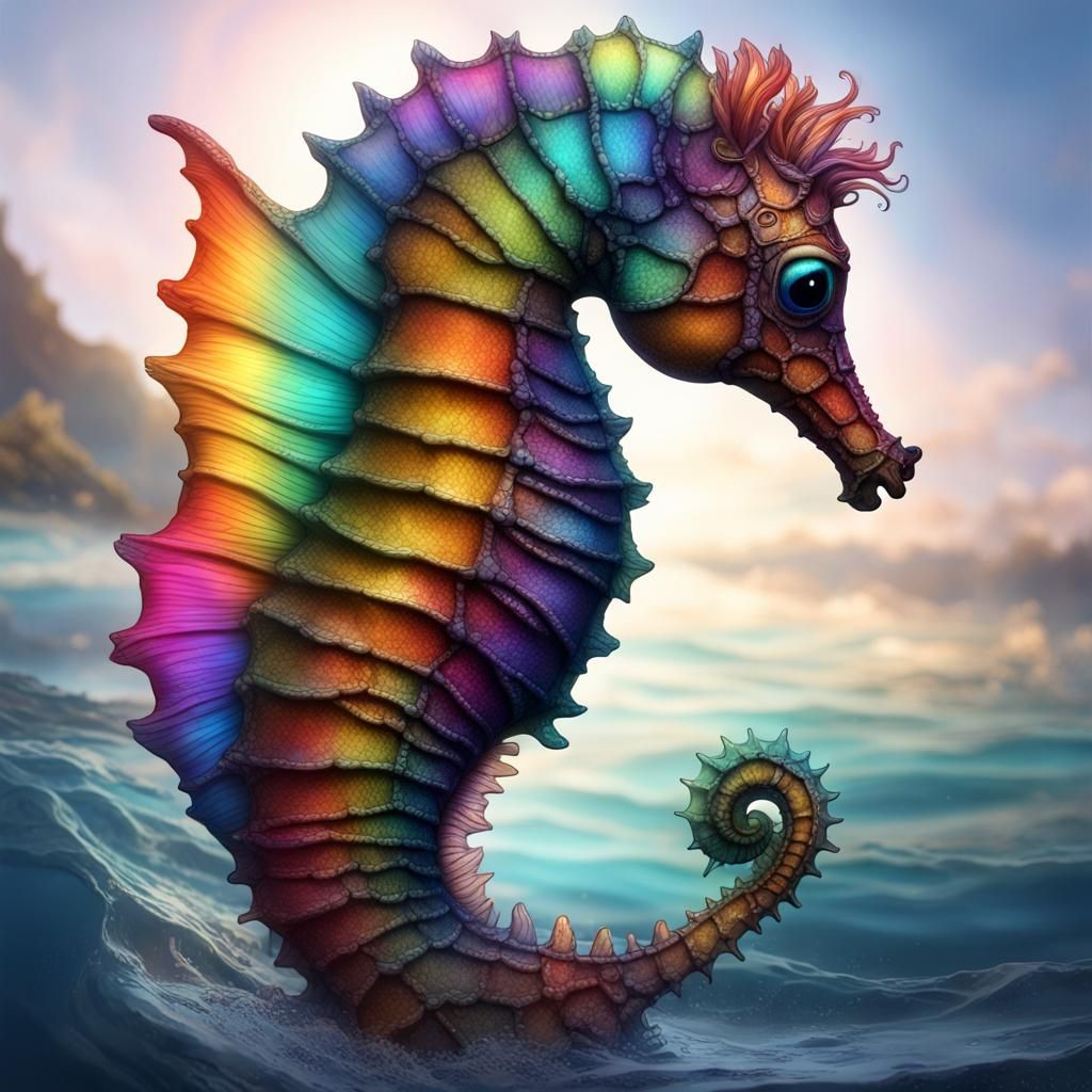 RAINBOW SEAHORSES 4 - AI Generated Artwork - NightCafe Creator