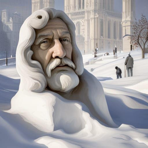 Snow sculpture, Victor hugo, - AI Generated Artwork - NightCafe Creator