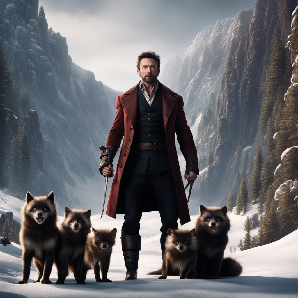 Hugh Jackman and his pet wolverines - AI Generated Artwork - NightCafe ...