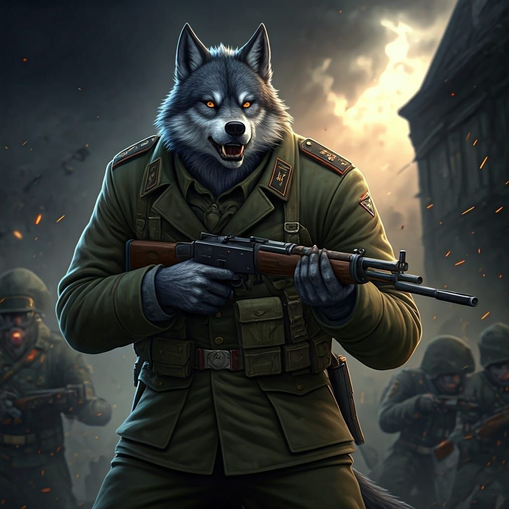 WWII Werewolf Squadron Action in 1940s Comic Style - AI Art