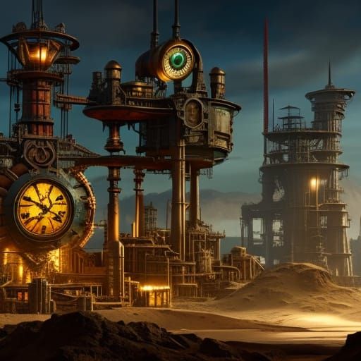 Clock Tower in a Dystopian World - AI Generated Artwork - NightCafe Creator
