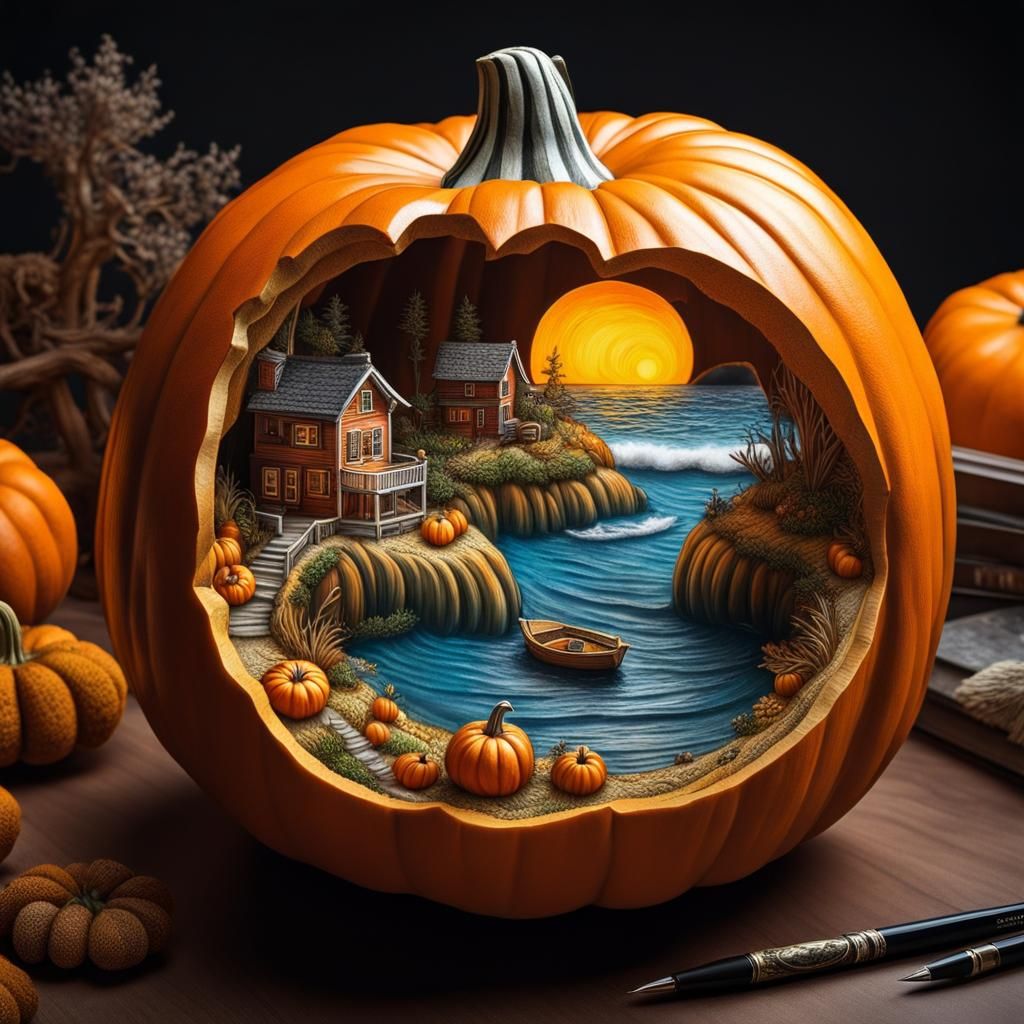 Pumpkin carving - AI Generated Artwork - NightCafe Creator
