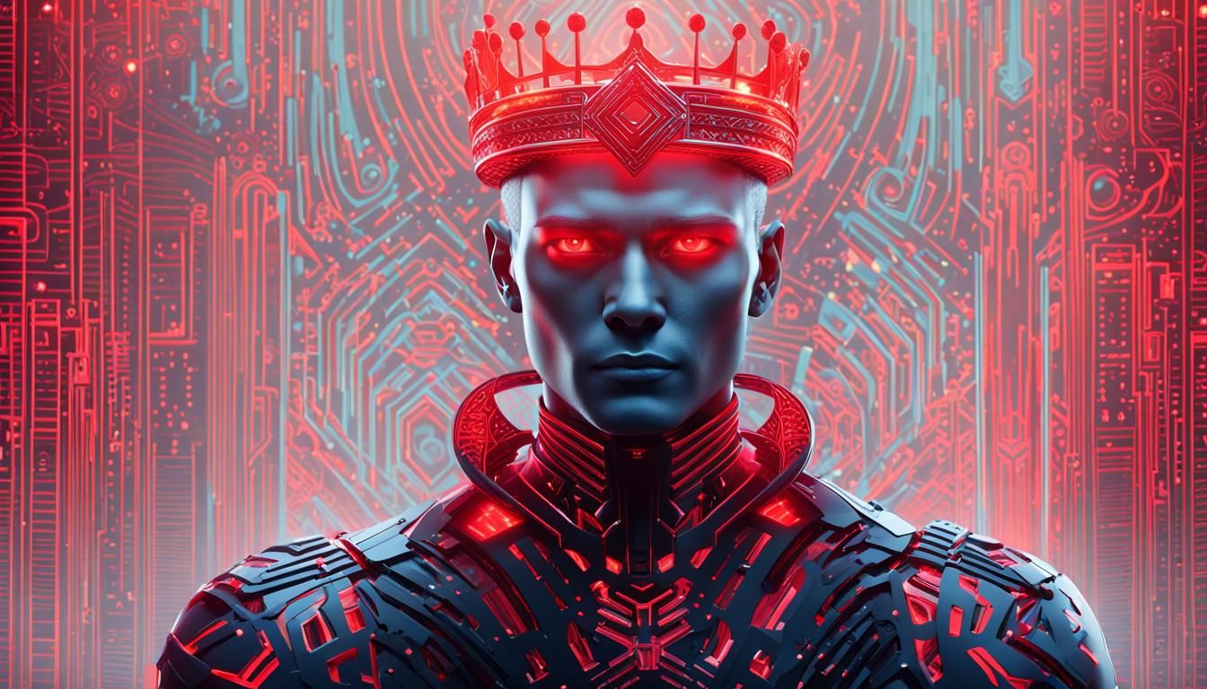 A (((futuristic humanoid king))), with a sleek, ((((streamlined aerodynamic silhouette ...