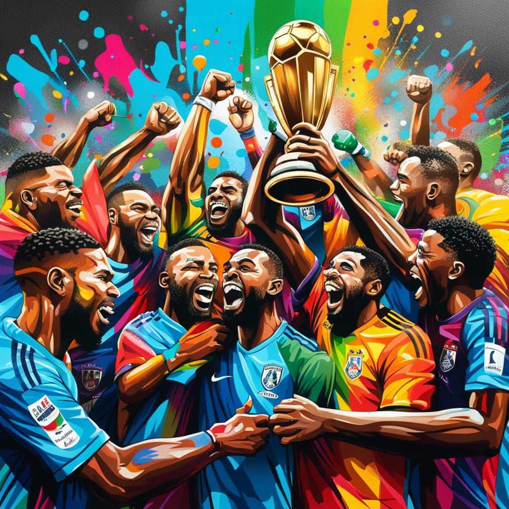 world's champions celebrate trophy with pride and unity, graffiti art ...