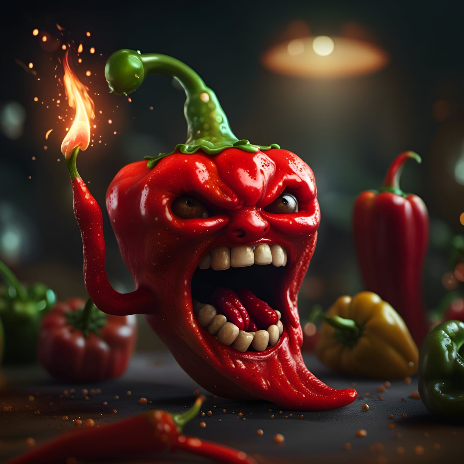 A very angry spicy pepper - AI Generated Artwork - NightCafe Creator
