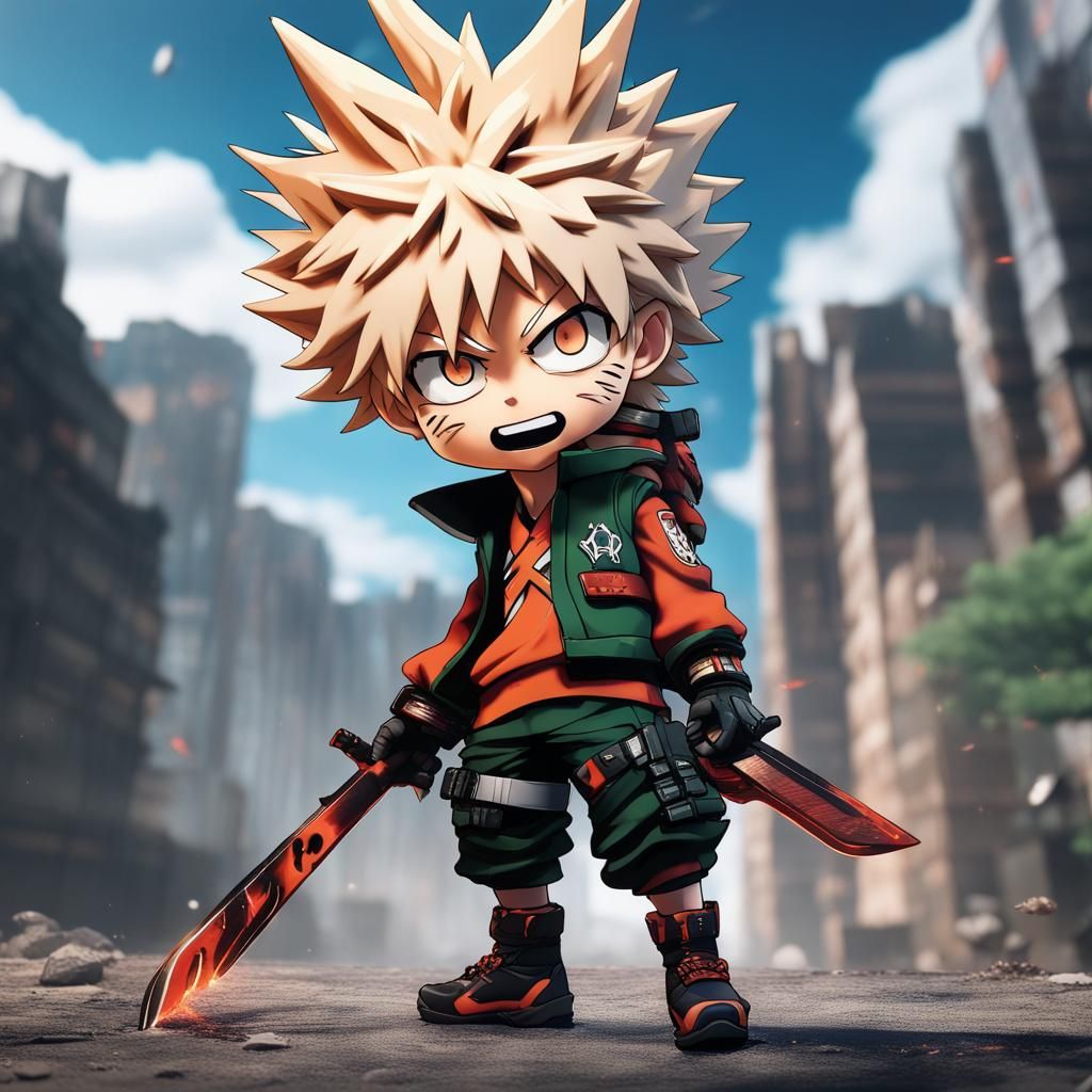 Katsuki Bakugo chibi attack on titan edtion - AI Generated Artwork ...