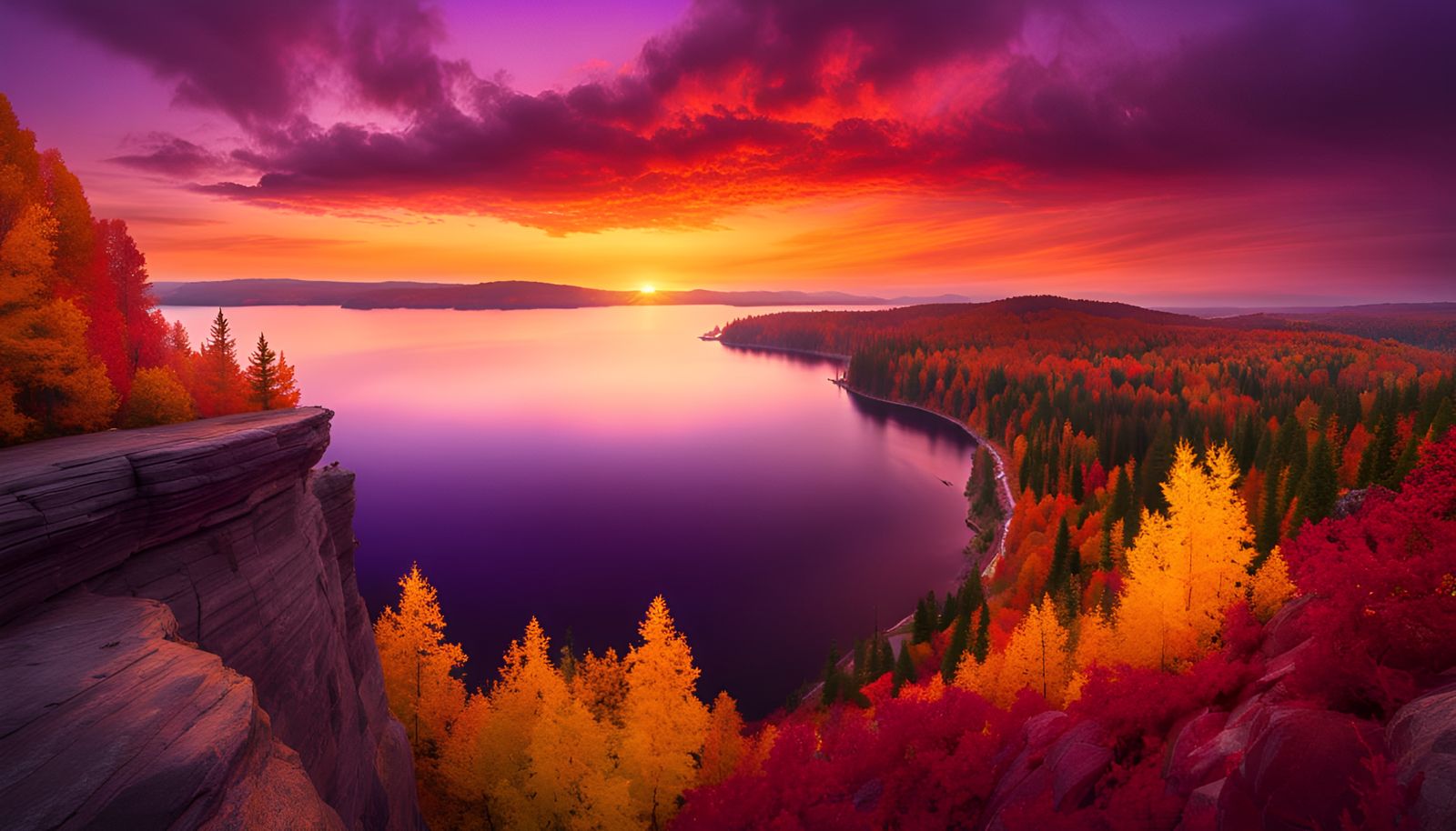 Lake Superior Sunset - AI Generated Artwork - NightCafe Creator