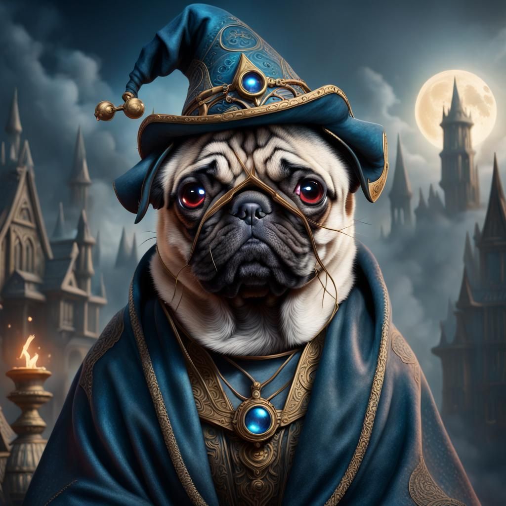 Pugixium, the Wizard Pug - AI Generated Artwork - NightCafe Creator