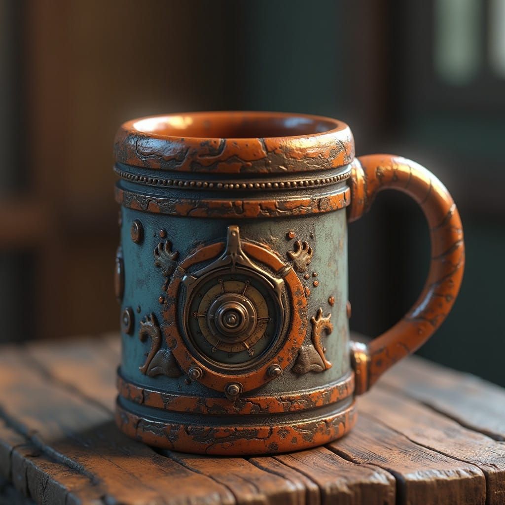Futuristic steampunk clay mugs - Epic Steampunk Mugs in 8K R...