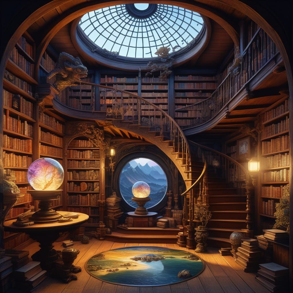 Enchanted Wizard's Sanctum: A Majestic Watercolor ... - AI Art