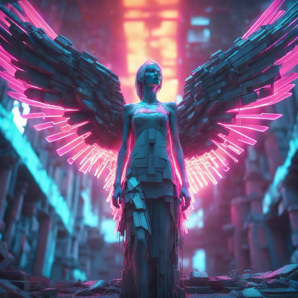 Techno Angel - AI Generated Artwork - NightCafe Creator