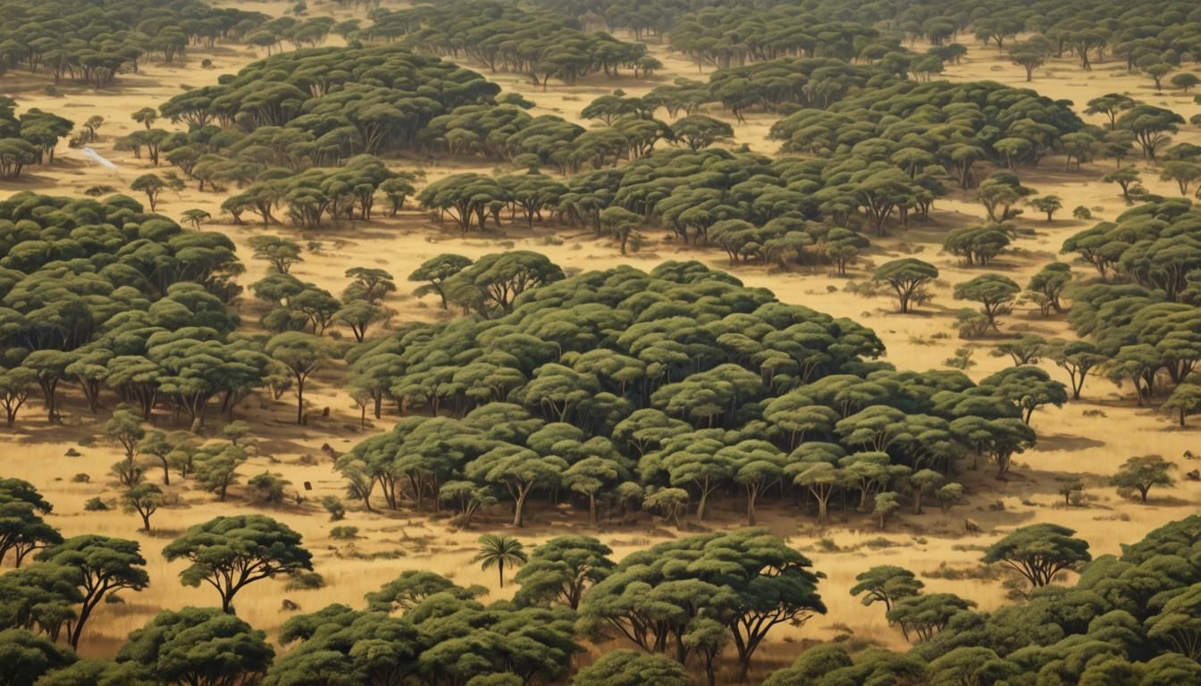 Digital painting, landscape painting, sprawling African tropical ...