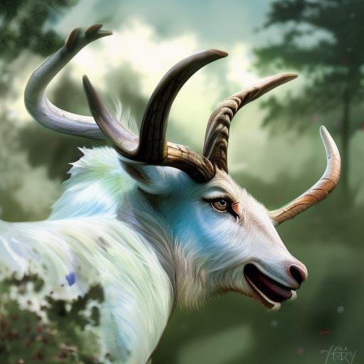 Beautiful White Markhor, 8k resolution concept art, Splash art, Dynamic ...