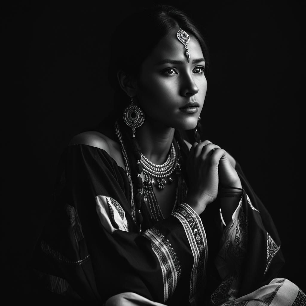 Native american beauty. Cheyenne woman, traditional clothing. - AI ...