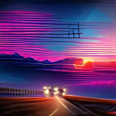 Synthwave Highway Sunset - AI Generated Artwork - NightCafe Creator