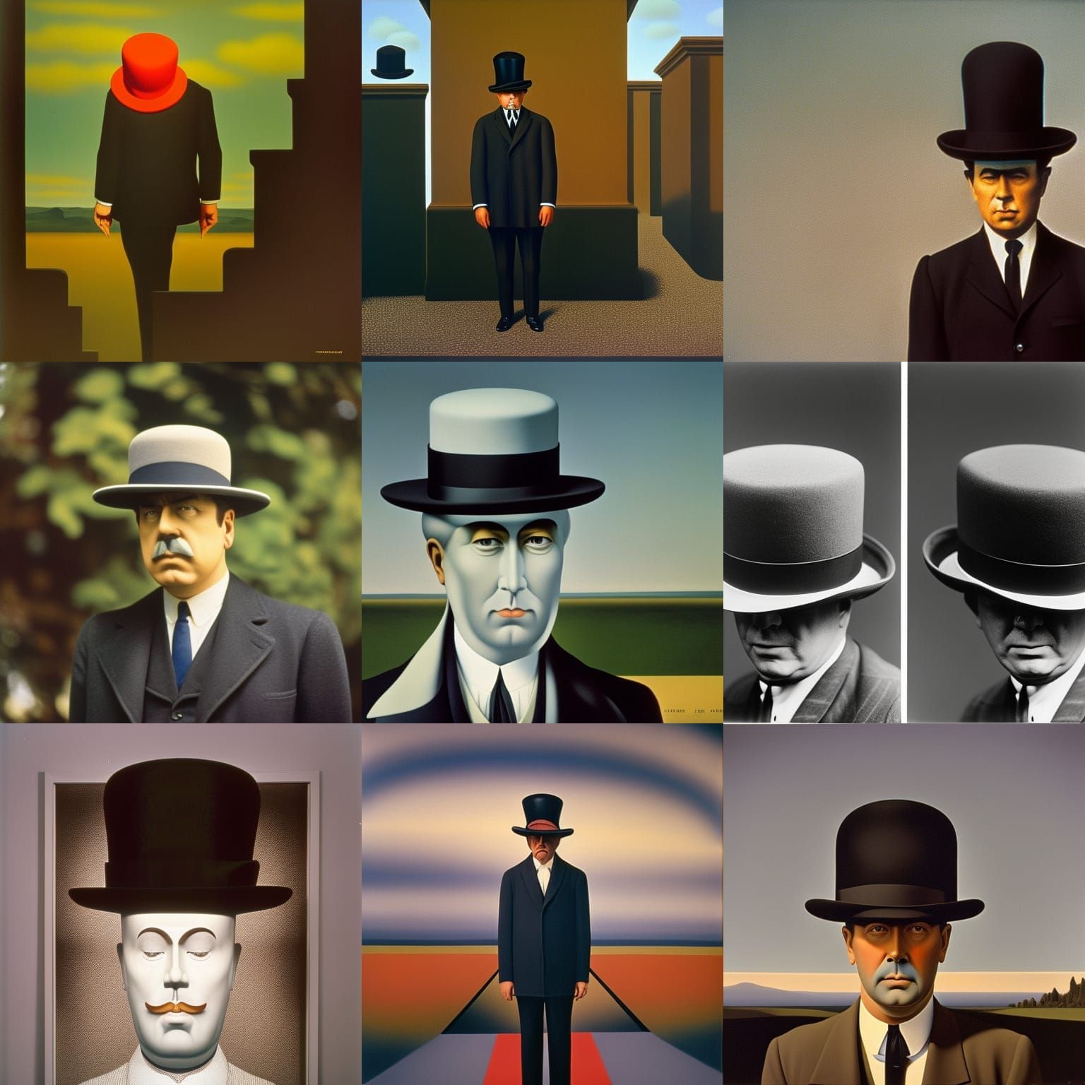The bowler hatted man. An experimental film by Rene Magritte - AI ...