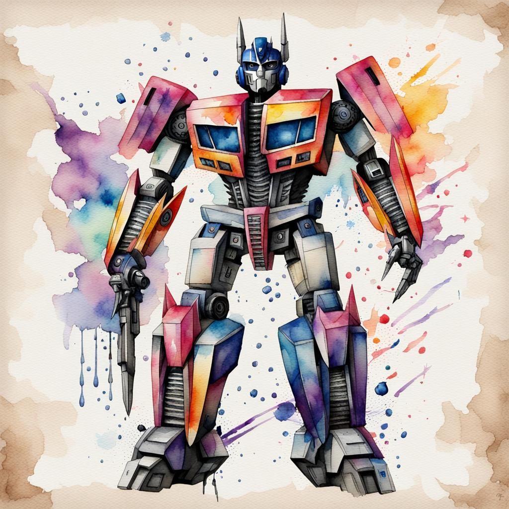 watercolor transformer label - AI Generated Artwork - NightCafe Creator