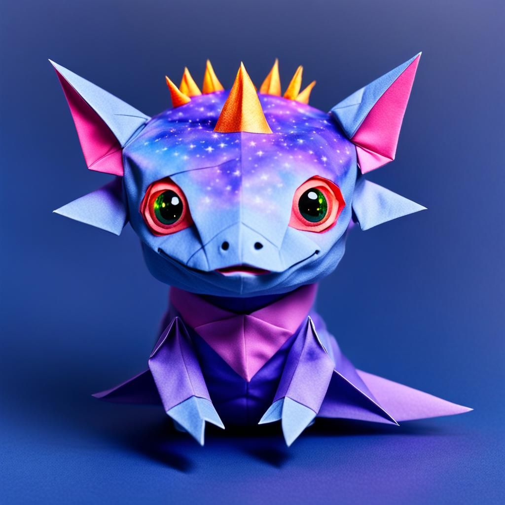 Galactic axolotl with flaming and glowing lavender eyes Surrounded by ...