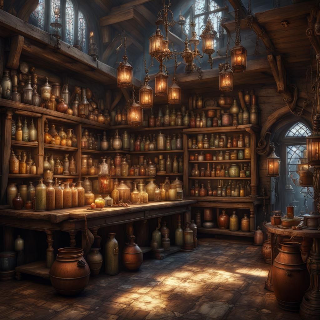 Old potion store - AI Generated Artwork - NightCafe Creator