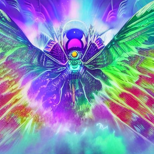 Epic Astronaut Emerges from Glowing Mothra Form - AI Art