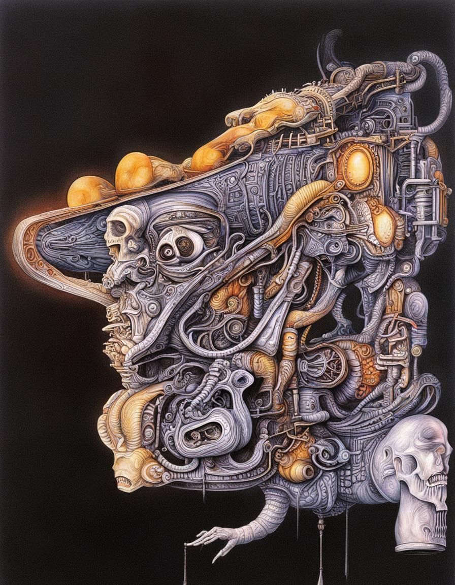 H.R. Giger Tim Burton H.R. hyperdetailed psychedelic art photorealism - AI Generated Artwork ...