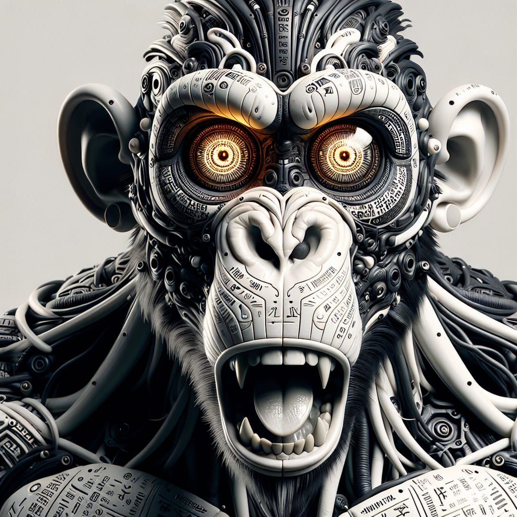 The character design in style of 3d animation, metallic black and white ...