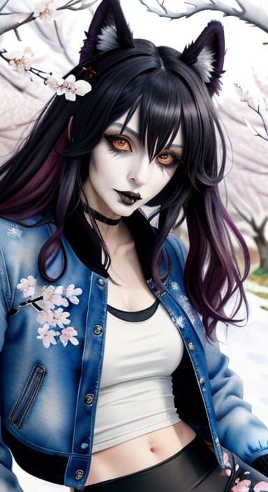 Goth Werewolf - Ethereal Goth Werewolf in Whimsical Cherry B...