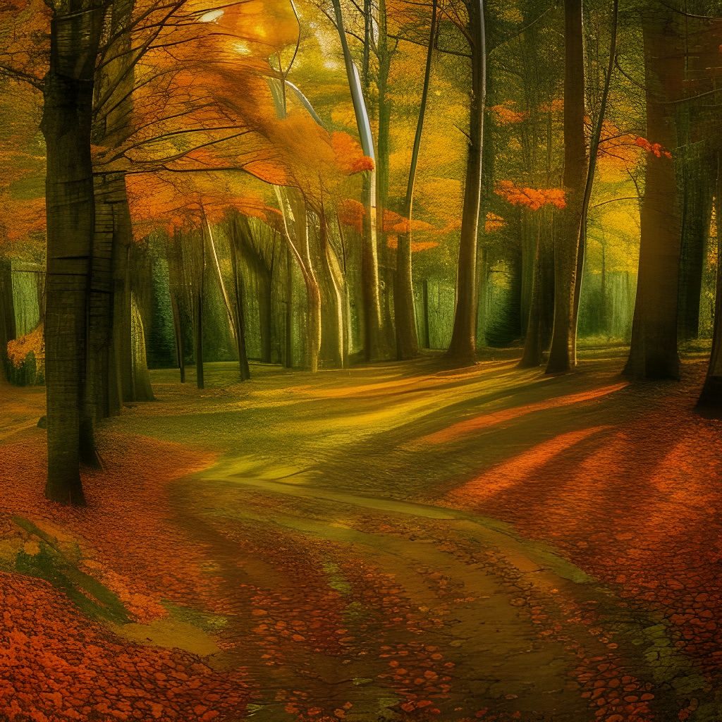 full page, autumn leaves and foliage in a forest scene - AI Generated ...