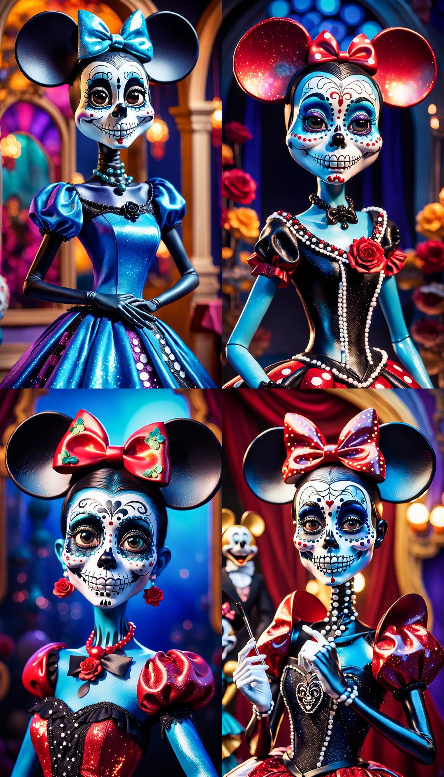 Day of the Dead Minnie Mouse with make up of Catrina - AI Generated ...