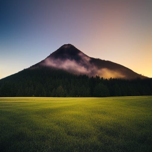 Mountain field late evening smoky - AI Generated Artwork - NightCafe ...