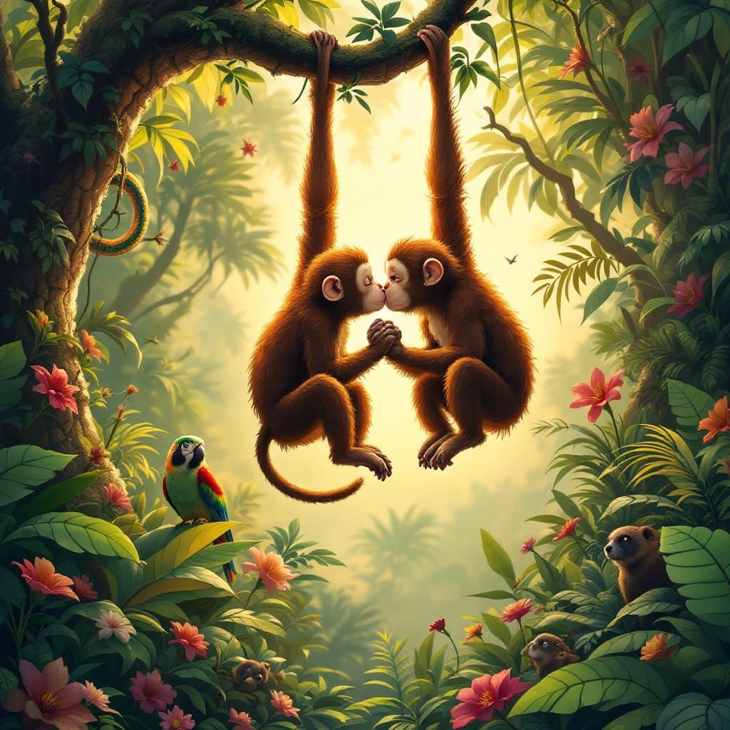 Couple of loving monkeys - Couple of loving monkeys
