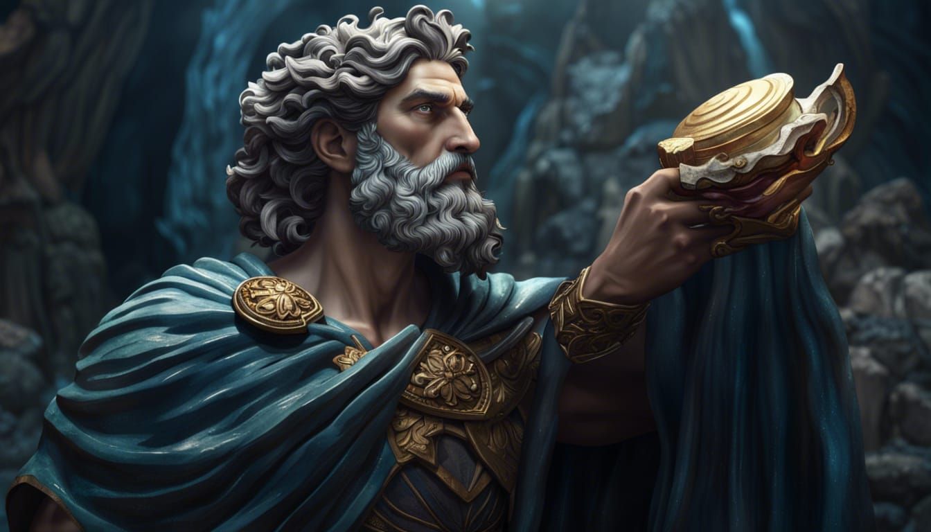 Boreas, Greek god, Marble, holding a conch shell and wearing a ...