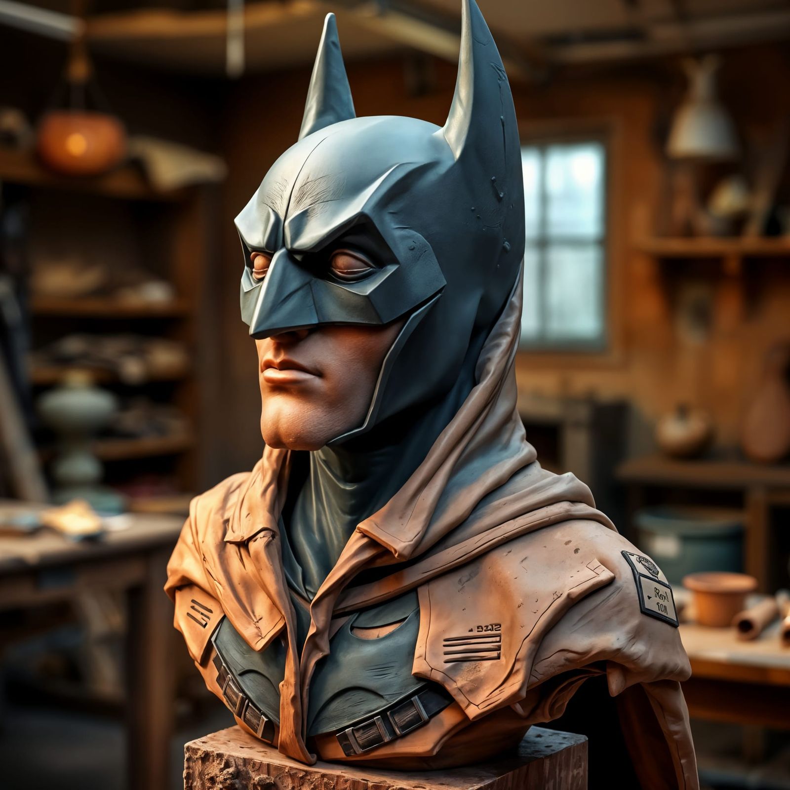 Batman Clay Sculpture - Traditional Clay Sculpture of Batma...