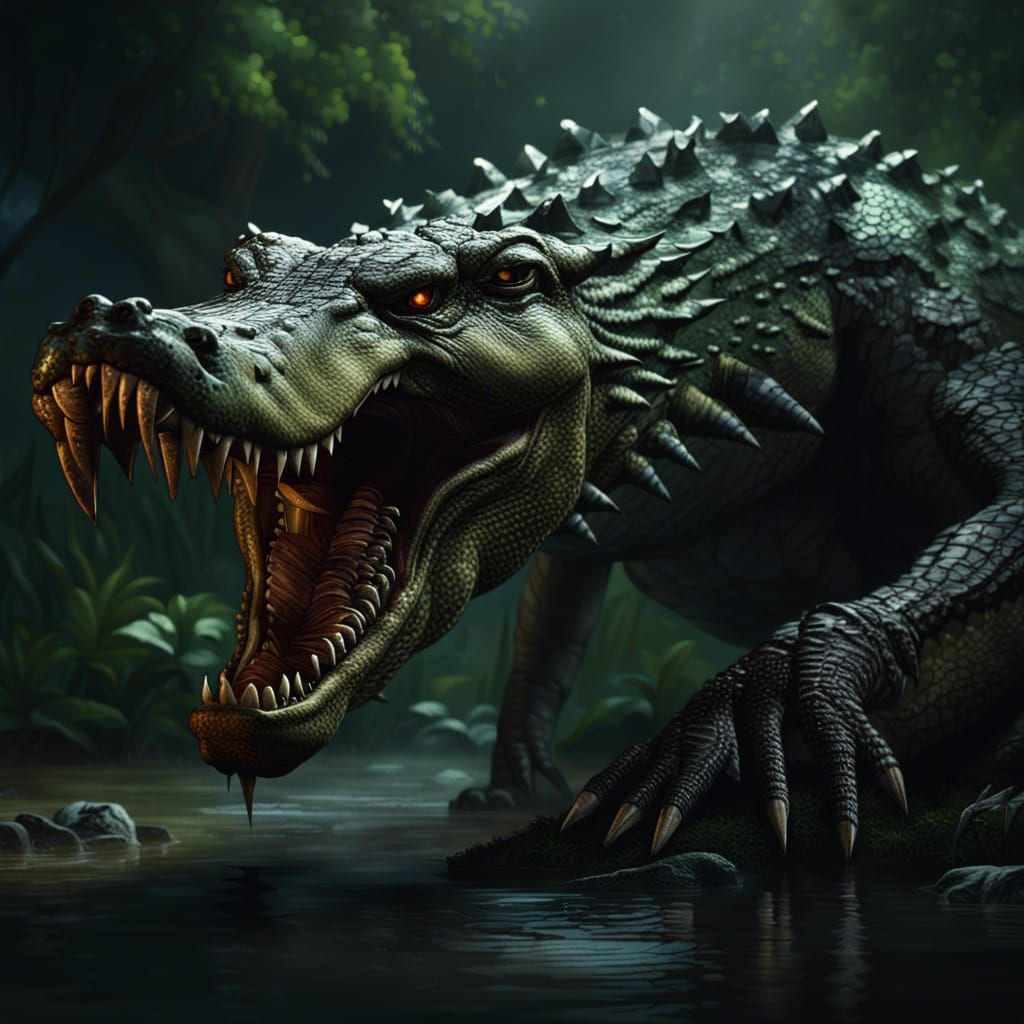 Demon Crocodile - AI Generated Artwork - NightCafe Creator