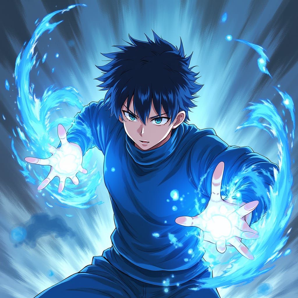 Sleek BLUE Lock Hero Unleashes Cursed Energy - AI Art