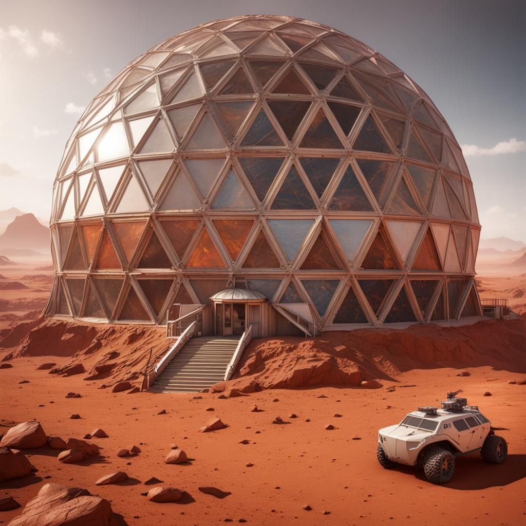 Utopian utpost on Mars - AI Generated Artwork - NightCafe Creator