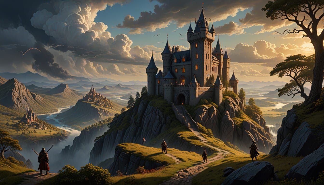 Ethereal Watchtower Scene in Deep Fantasy - AI Art